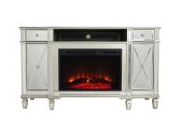 China Silver Mirror Finish Electric Fireplace TV Stand with 1500W Heater and Contemporary Mantle Structure for sale