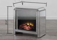 China JS-FP03 Super White Mirrored Glass Electric Fireplace TV Stand with 3D Realistic Flame Effect and Free-Standing Mantle Structure for sale