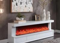 China JS-FP03 Super White Mirrored Glass Electric Fireplace TV Stand with 3D Realistic Flame Effect and Free-Standing Mantle Structure for sale