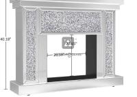 China JS-FP10 Mirrored Electric Fireplace TV Stand with 10-Color Changing RGB LED, 3D Flame Effect, and 1500W Heater for sale
