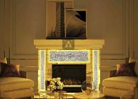China JS-FP10 Mirrored Electric Fireplace TV Stand with 10-Color Changing RGB LED, 3D Flame Effect, and 1500W Heater for sale