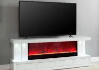 China Super White Mirrored Glass Electric Fireplace Stand Contemporary Mantle Structure for sale