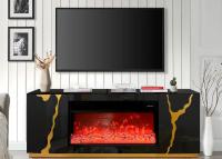 China JS-TV06 71-inch Super White Glass Electric Fireplace TV Stand with Modern Minimalist Design for sale