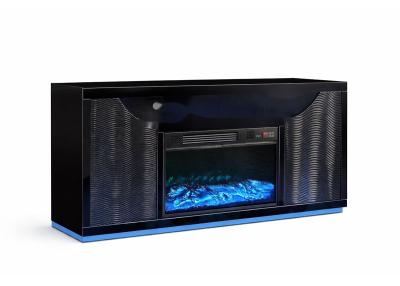 China JSBL1302 Black Modern Electric Fireplace TV Stand with Built-in Bluetooth Speaker and Electric Heater with Ambient Light for sale