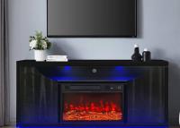 China JSBL1302 Black Modern Electric Fireplace TV Stand with Built-in Bluetooth Speaker and Electric Heater with Ambient Light for sale