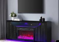 China JSBL1302 Black Modern Electric Fireplace TV Stand with Built-in Bluetooth Speaker and Electric Heater with Ambient Light for sale
