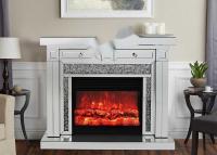 China Mirrored Electric Fireplace Heater Tv Stand Crushed Diamond Accents Customizable Color for sale