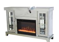 China LED Mirrored White Electric Fireplace Tv Stand With Crushed Diamond Accents And Customizable Color for sale