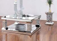 China LED Mirrored Fireplace TV Stand with Silver Mirror Finish and Integrated Electric Fireplace for Modern Living Room Luxury for sale