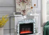 China LED Mirrored Fireplace TV Stand with Silver Mirror Finish and Integrated Electric Fireplace for Modern Living Room Luxury for sale