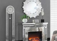 China LED Mirrored Fireplace TV Stand with Silver Mirror Finish and Integrated Electric Fireplace for Modern Living Room Luxury for sale