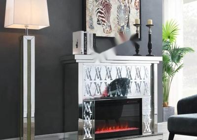 China LV Mirrored Fireplace TV Stand with Crushed Diamond Accents and Electric Fireplace Function for sale