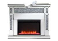 China Mirrored Design Electric Fireplace TV Stand with Crushed Diamond Accents and 1500W Heater for sale