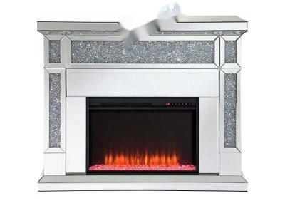 China Mirrored Design Electric Fireplace TV Stand with Crushed Diamond Accents and 1500W Heater for sale