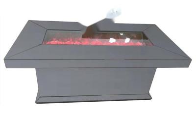 China JSF849 Silver Mirror Finish Fireplace Coffee Table with Integrated Electric Firebox and Multifunctional Furniture for sale