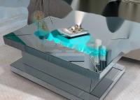 China Smoke Grey Tinted Mirror Finish Fireplace Coffee Table with Integrated Electric Fireplace 47