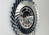 China Luxury Gray Mirror Glass Wall Clock with Silent Movement and Custom Size Available for Modern Décor for sale
