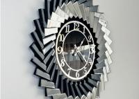 China Luxury Gray Mirror Glass Wall Clock with Silent Movement and Custom Size Available for Modern Décor for sale
