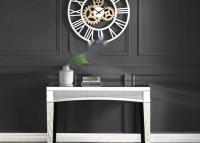 China Elegant Design Mirrored Side Table with Crushed Diamond Silver Mirror and Decorative CRU-Clocks for sale