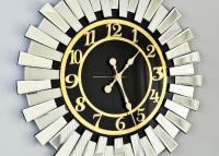 China 50CM Silver Mirror Wall Clock - Silent Timepiece for Luxe Homes for sale