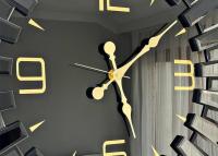 China 60CM and 80CM Black Mirror Wall Clock - Stylish Timepiece with Gold Accents for sale