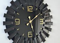 China 60CM and 80CM Black Mirror Wall Clock - Stylish Timepiece with Gold Accents for sale