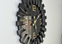 China 60CM and 80CM Black Mirror Wall Clock - Stylish Timepiece with Gold Accents for sale