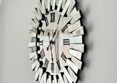 China Silver Mirror Wall Clock with Silent Movement and Customizable Design for Elegant Homes for sale