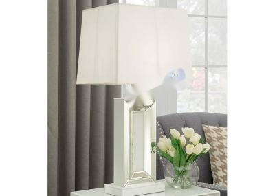 China White Glass Mirrored Lamp with Silver Mirror and White Color Lampshade Resin Craft Decorative Lamp for sale