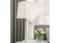 China White Glass Mirrored Lamp with Silver Mirror and White Color Lampshade Resin Craft Decorative Lamp for sale