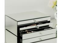 China Venetian Mirrored Jewellery Box with Three Separate Sections and No Catches or Locks - All Outside Surfaces Mirrored Resin Crafts Box for sale