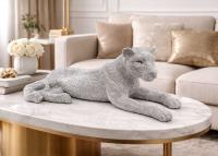 China Resin Leopard Sculpture with Vacuum Plating Surface in Modern Style Measuring 98 * 41 * 42 CM for sale