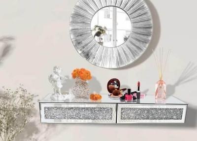 China 71.4X20.8x10.2CM Wall Shelf with Crush Diamond Glass and 2 Drawers Mirror Art Resin Craft Shelf for sale
