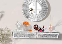 China 71.4X20.8x10.2CM Wall Shelf with Crush Diamond Glass and 2 Drawers Mirror Art Resin Craft Shelf for sale