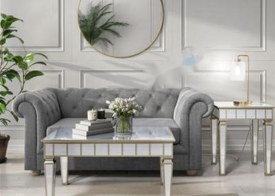 China Mirrored Finish Coffee Table with Gold Detailing and MDF Material for sale