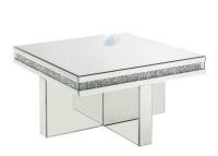China JS0325 12mm Big Crushed Diamond Silver Mirror Coffee Table with MDF + Mirror Material and 80X80X46CM Size for sale