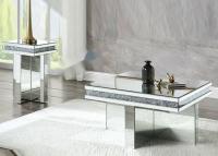 China JS0325 12mm Big Crushed Diamond Silver Mirror Coffee Table with MDF + Mirror Material and 80X80X46CM Size for sale