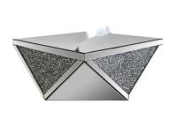 China JSF295 Mirrored Coffee Table with Triangular Base Crushed Diamond Insert in Silver or Customize for sale