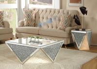 China JSF295 Mirrored Coffee Table with Triangular Base Crushed Diamond Insert in Silver or Customize for sale