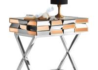 China Mirrored Finish Coffee Table with Metal Leg and Rose Gold Mirror for sale