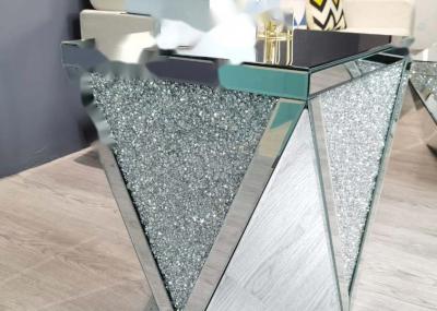 China Modern Living Room Mirrored Finish Coffee Table with Crushed Diamond Design for sale