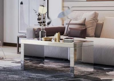 China Modern Mirrored Coffee Table with Silver Mirror and Black Paint for Living Room for sale