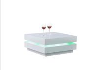 China Modern RGB LED Mirrored Coffee Table with Super White Glass and Precision Finish for sale