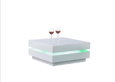 China Modern RGB LED Mirrored Coffee Table with Super White Glass and Precision Finish for sale