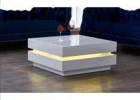 China Modern RGB LED Mirrored Coffee Table with Super White Glass and Precision Finish for sale