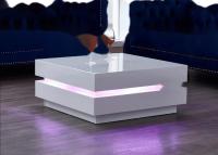 China Modern RGB LED Mirrored Coffee Table with Super White Glass and Precision Finish for sale