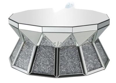 China Noralie Mirrored Finish Coffee Table with Faux Diamonds Inlay 96X96X46CM for sale