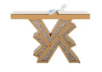 China Mirrored Surface Copper Color Console Table with Crushed Diamond Inlay 120X35X79CM for sale