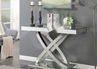 China Silver Mirror Finish Console Table with Special Glass Diamond Black Painting on MDF for sale