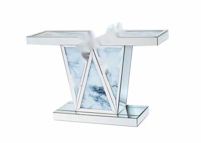 China Mirrored Surface Console Table with Marble Effect Special Glass and 110X35X78CM Dimensions for sale